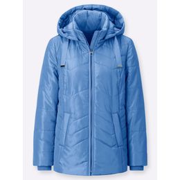 WITT Damen Steppjacke mit Jersey-B&uuml;ndchen an den &Auml;rmeln, mittelblau, Gr&ouml;&szlig;e 36