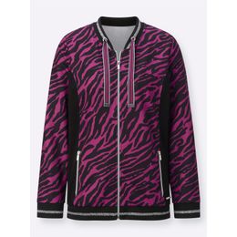 feel good Damen Jacke, magenta-schwarz-bedruckt, Gr&ouml;&szlig;e 36/38