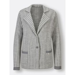 CREATION L PREMIUM Wit Damen Strickjacke mit 1-Knopf-Verschluss, steingrau-champagner-gemustert, Gr&ouml;&szlig;e 38