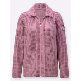 WITT Damen Fleecejacke im Jacquard-Dessin, altrosa-schwarz, Gr&ouml;&szlig;e 42