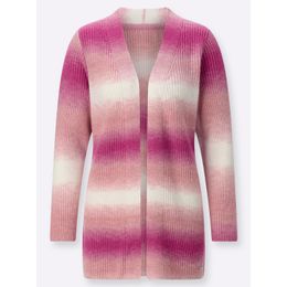 WITT Damen Strickjacke in Longform, rosenquarz-fuchsia, Gr&ouml;&szlig;e 40