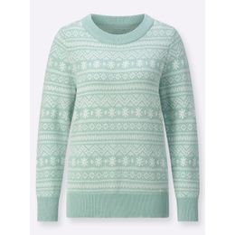 WITT Damen Norwegerpullover aus Jacquard-Strick, kalkmint-ecru, Gr&ouml;&szlig;e 36