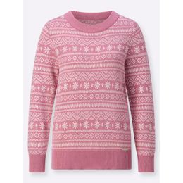 WITT Damen Norwegerpullover aus Jacquard-Strick, altrosa-ecru, Gr&ouml;&szlig;e 54