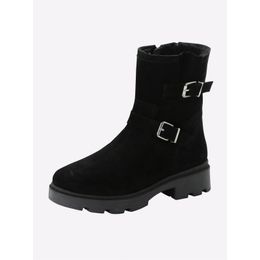 sheego Damen Stiefelette mit B&auml;ndern und Schnallen, schwarz, Gr&ouml;&szlig;e 40