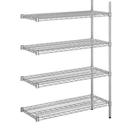 Stahldraht-Gitterregal, verchromt, Fachlast 250 kg, BxT 910 x 460 mm, Anbauregal, Höhe 1370 mm, 4 Fachböden kaiserkraft