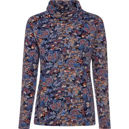 CRÉATION L Damen Rollkragenshirt im floralen Druckmuster marine-terra-bedruckt Größe 36