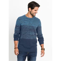 bonprix Feinstrickpullover mit Komfortschnitt aus weichem Baumwollmix, blau, mit Baumwolle