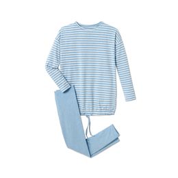 Tchibo - M&auml;dchen Pyjama - M&auml;dchen - Gr. 146/152 - hellblau/gestreift