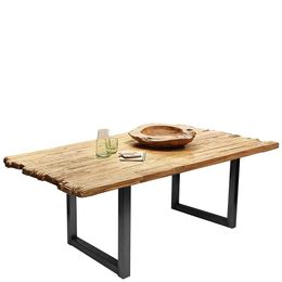 Pharao24.de Design Esszimmertisch aus Teak Recyclingholz und Stahl 100 cm tief