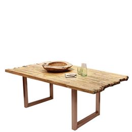 Pharao24.de Designtisch aus Teak Recyclingholz B&uuml;gelgestell in Braun