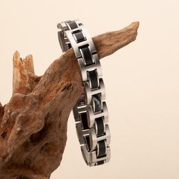 Holzkern Armband Fortissimo (Marmor/Silber), Naturholz, Damen und Herren, größenverstellbar