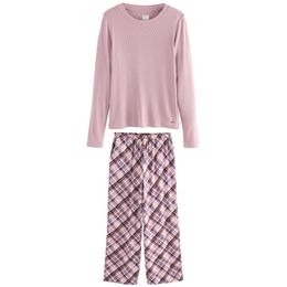 next Pyjama Damen Gr&ouml;&szlig;e XXL flieder / rosa / weinrot / offwhite Winterkleid