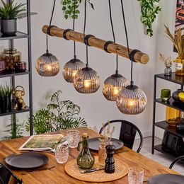 hofstein Ripoll Pendelleuchte Glas 15 cm Naturfarben, Schwarz, 5-flammig