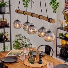 hofstein Ripoll Pendelleuchte Glas 15 cm Naturfarben, Schwarz, 5-flammig