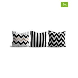 ABERTO DESIGN 3er-Set: Kissenhüllen in Schwarz/ Weiß - 59% | Größe 43x43 cm | Dekokissen