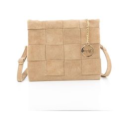 Mia Tomazzi Leder-Umhängetasche "Empoli" in Taupe - (B)23 x (H)17 x (T)5 cm - 74% | Damen-taschen