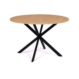 IDOMYA Essentials Esstisch "Soline" in Hellbraun/ Schwarz - (H)76 x Ø 110 cm - 68% | Tische