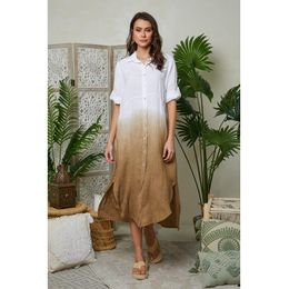 Le Monde du Lin Leinen-Kleid in Hellbraun - 68% | Größe 38/40 | Damen-kleider