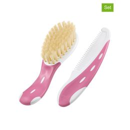 Nuk 3er-Set: Naturhaar-Babybürsten mit Kamm in Pink - 19% |