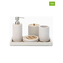 houseproud 5tlg. Badezimmerset ''Savanah'' in Hellgrau - 65% | Badezimmer-accessoires