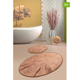 Colourful Cotton 2er-Set: Badvorleger "Wood" in Hellbraun - 63% | Heimtextilien-badematten