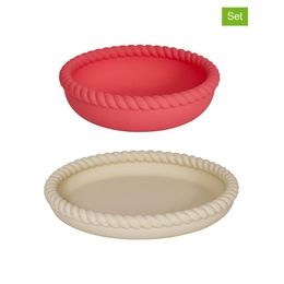 OYOY mini 2er-Set Teller & Schüssel "Mellow" in Rot/ Beige - ab Geburt - 38% |