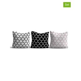 ABERTO DESIGN 3er-Set: Kissenhüllen in Schwarz/ Weiß/ Rosa - 40% | Größe 43x43 cm | Dekokissen