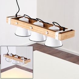 hofstein Oksbol Pendelleuchte Braun, Holz hell, Weiß, 3-flammig
