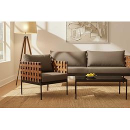 Riess Ambiente In- und Outdoor Lounge-Sessel UNIQUE 70cm schwarz braun grau Aluminium inkl. Kissen Riess-Ambiente Industrie & Loft Modern Skandinavisch