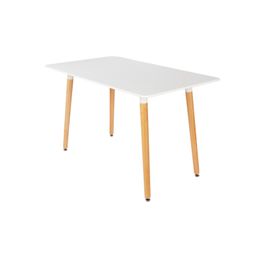 Esstisch 120 x 70 MDF-Holz Weiß Füße Buche DANIEL