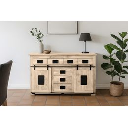 Sideboard Kommode Akazienholz massiv eichefarben 150 x 45 x 90 cm LIBRO