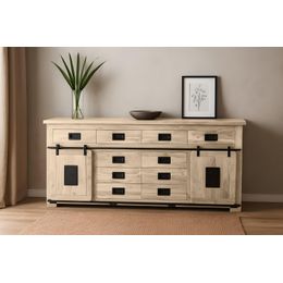 Sideboard Kommode Akazie massiv eichefarben 200 x 45 x 90 cm LIBRO