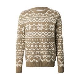 LINDBERGH Pullover Herren Gr&ouml;&szlig;e L taupe / wei&szlig;