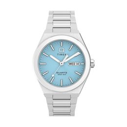 Timex Analoguhr 'Q Timex Continental Day and Date' Herren Größe One Size hellblau / silber