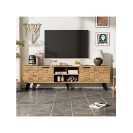 ABRIHOME TV-Schrank in Holzoptik mit 2 T&uuml;ren und 2 offenen F&auml;chern | Gr.: onesize