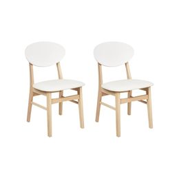 Beliani 2er-Set Esszimmerstuhl AMERY in Weiß/Braun | Gr.: onesize