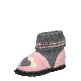Beck Hausschuh 'Little Hearts' Jungen Gr&ouml;&szlig;e 23 basaltgrau / rosa / wei&szlig;