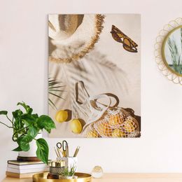 Bilderwelten Leinwandbild Sommerliche Zitronen mit Hut