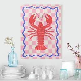 Bilderwelten Leinwandbild Rosa karierter Hummer