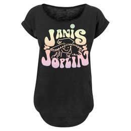F4NT4STIC Long Cut T-Shirt PLUS SIZE Janis Joplin Pastel Logo in schwarz | Gr.: XL
