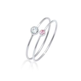 Elli Ring 925 Sterling Silber Ring Set in Rosa | Gr.: 54