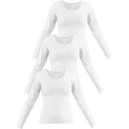 Janice 3 x Damen Langarmshirt Nimes in Wei&szlig; | Gr.: XL/XXL
