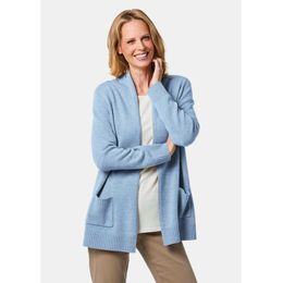 GOLDNER Kurzgr&ouml;&szlig;e: Langarm Cardigan aus Merino in hellblau / melange | Gr.: 21