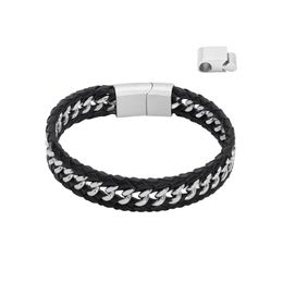 Steel_Art Herrenarmband Lederarmband Henny in schwarz | Gr.: 23 cm