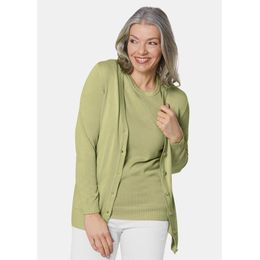 GOLDNER Kurzgr&ouml;&szlig;e: Strickset aus Jacke, Halbarmpullover in birke | Gr.: 22