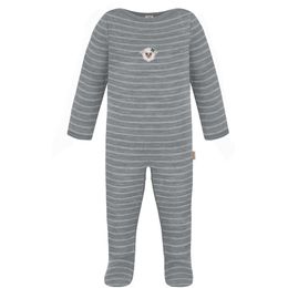Normani Outdoor Sports Baby Merino Strampler Levin in Grau gestreift | Gr.: 80