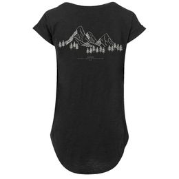 F4NT4STIC Damen T-Shirt Lang PLUS SIZE Mountain Berge in schwarz | Gr.: L