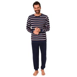 Normann Frottee Pyjama Schlafanzug B&uuml;ndchen Streifen - 49726 in navy | Gr.: 52