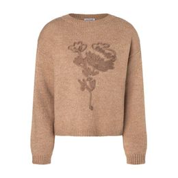 More & More More & More kuscheliger Pullover Blumenapplikation in warm camel melange | Gr.: 46