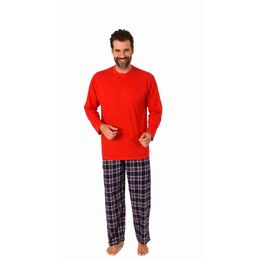 Normann langarm Schlafanzug Pyjama karierte Flanell Hose - 70847 in rot | Gr.: 52